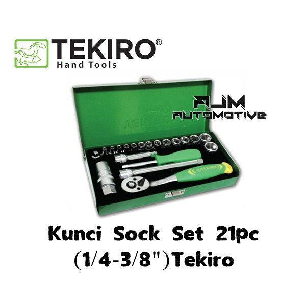 Jual Kunci Sock Set 21pc 1/4"-3/8" 6PT Tekiro Soket Shock Sok | Shopee ...