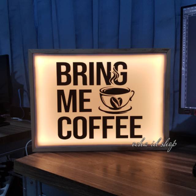 Jual Neon Box frame Kayu Indoor meja atau dinding Custom Logo | Shopee ...