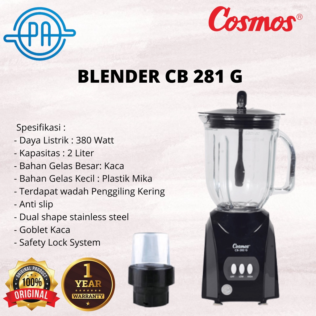 Jual BLENDER COSMOS CB-281G / CB 281G 2 LITER | Shopee Indonesia