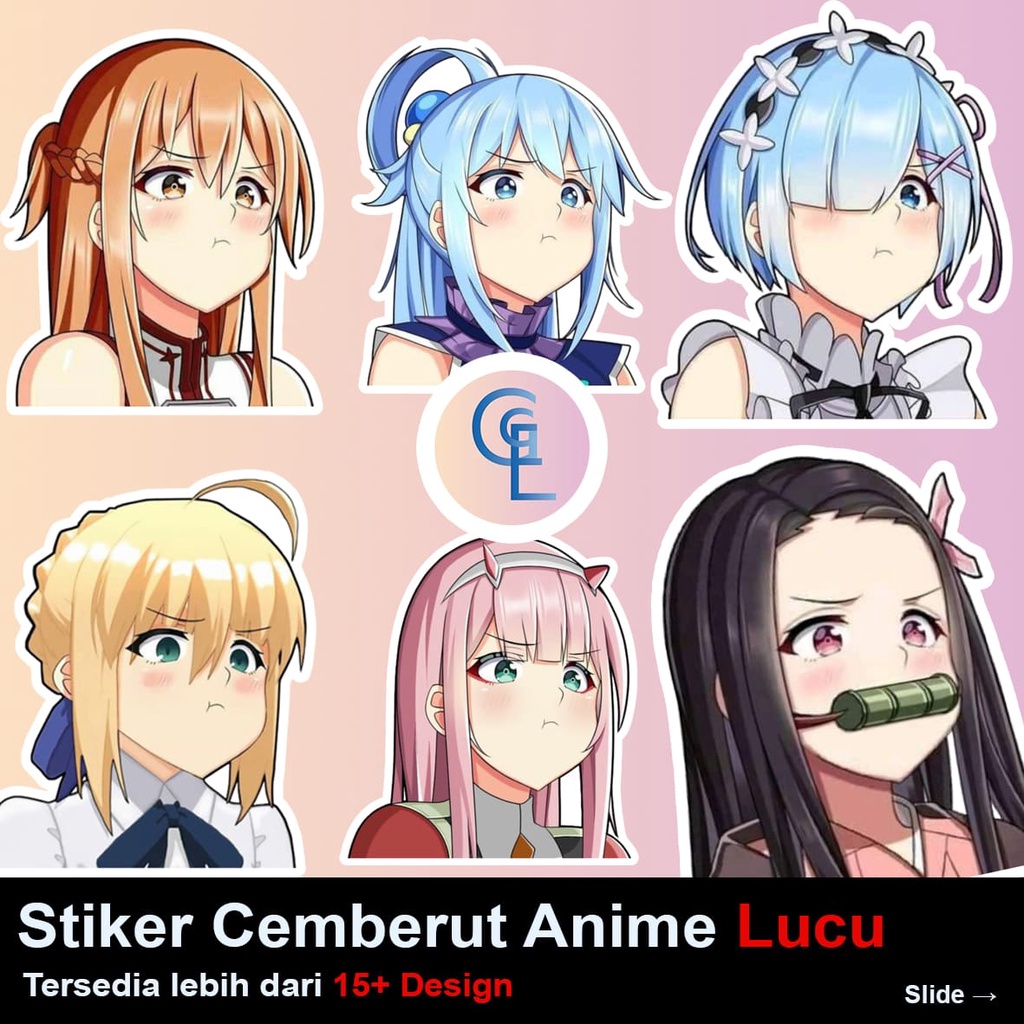 Jual Sticker Anime Cemberut Lucu Waifu Tumblr Bom Laptop Helm Hp ...