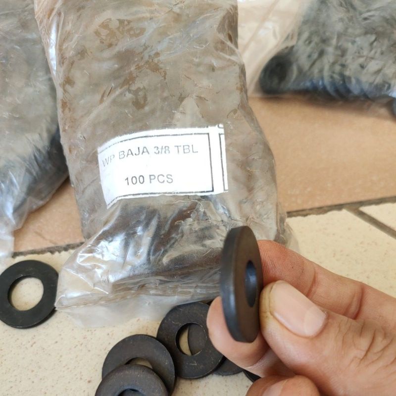 Jual ring plat baja m10 kunci 17 tebal 3mm/ ring plat baja wp 3/8 baja ...