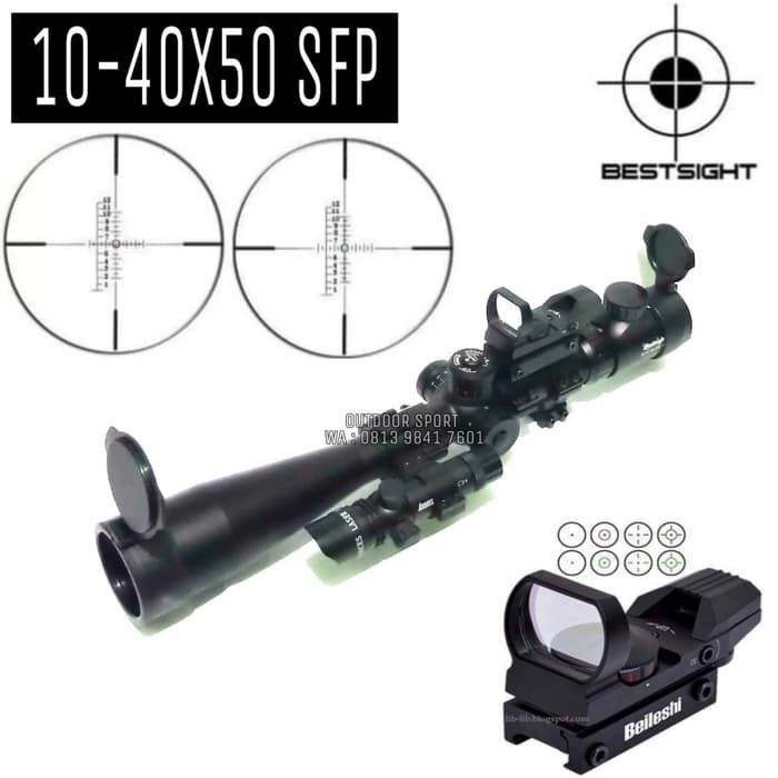Jual Telescope 10-40x50 SFP IR With Holosight Red Green Dot + Laser ...