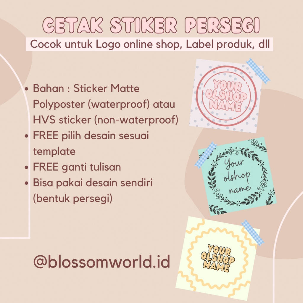 Jual Cetak Stiker Persegi (Kotak) / Stiker Logo Olshop/ Logo Usaha ...