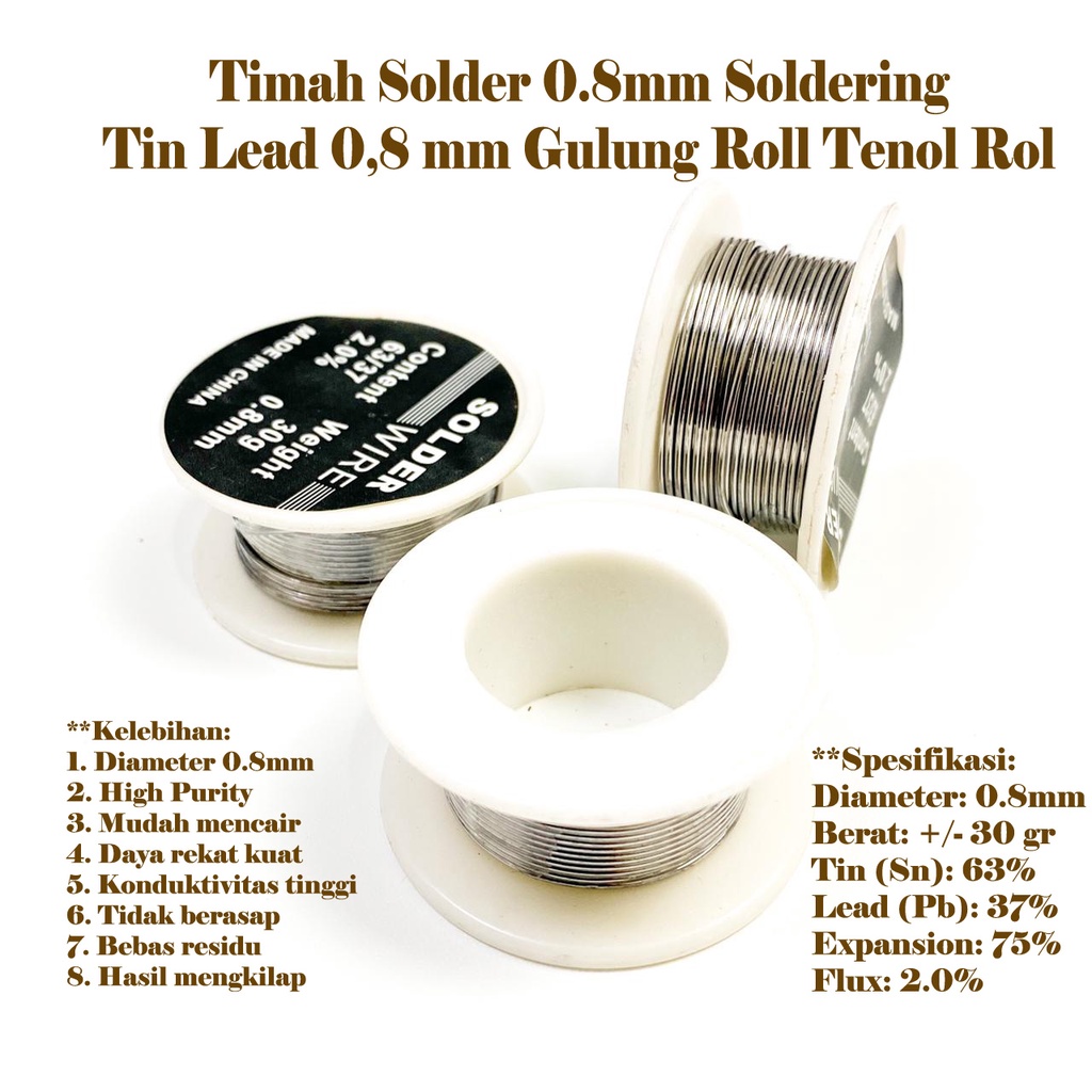 Jual Timah Solder Gulung Roll Tenol Tima Rol Soldering Tin Lead 0,8mm ...