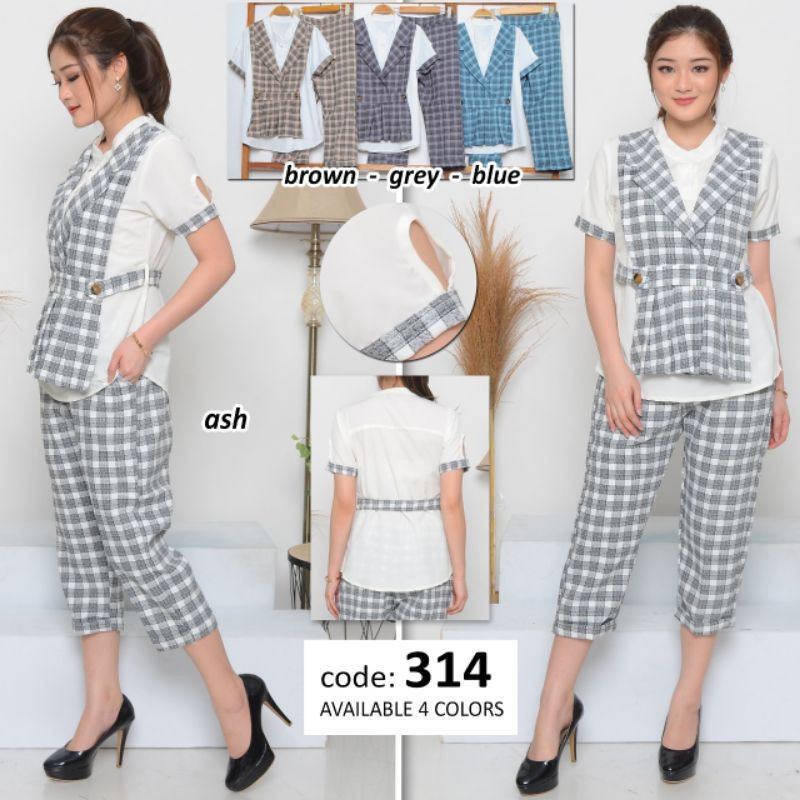 Jual baju set wanita linen celana 7/8 code 314 | Shopee Indonesia