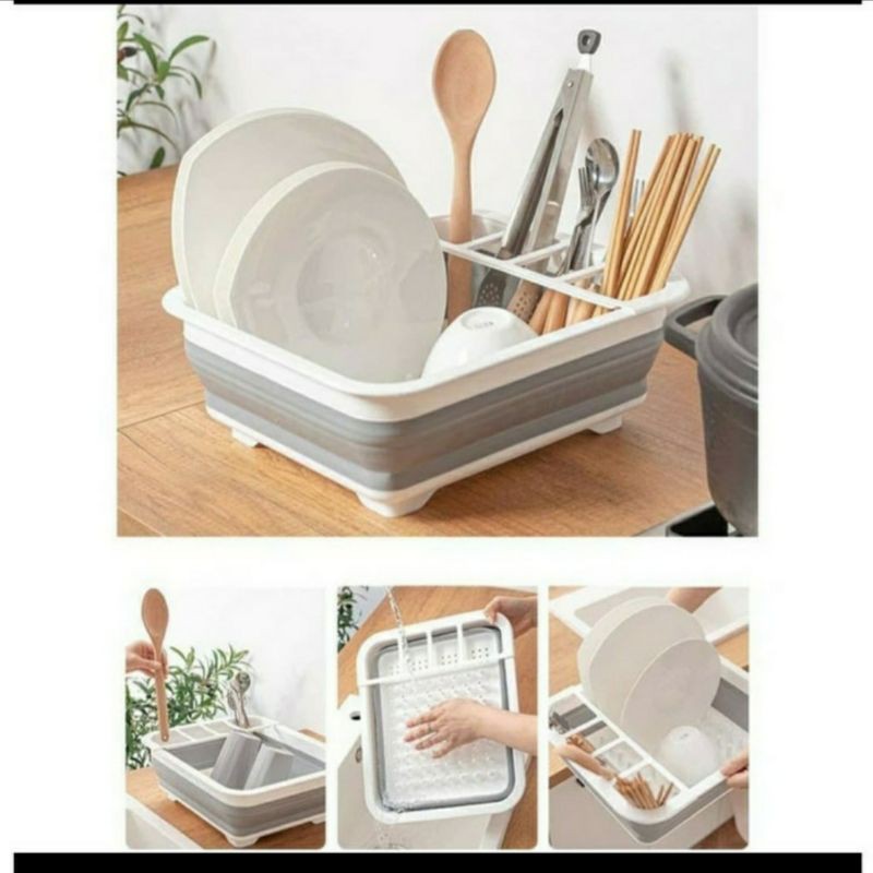 Jual Rak Piring Lipat | Rak Piring Portable | Dish Rack Silicon Anti ...