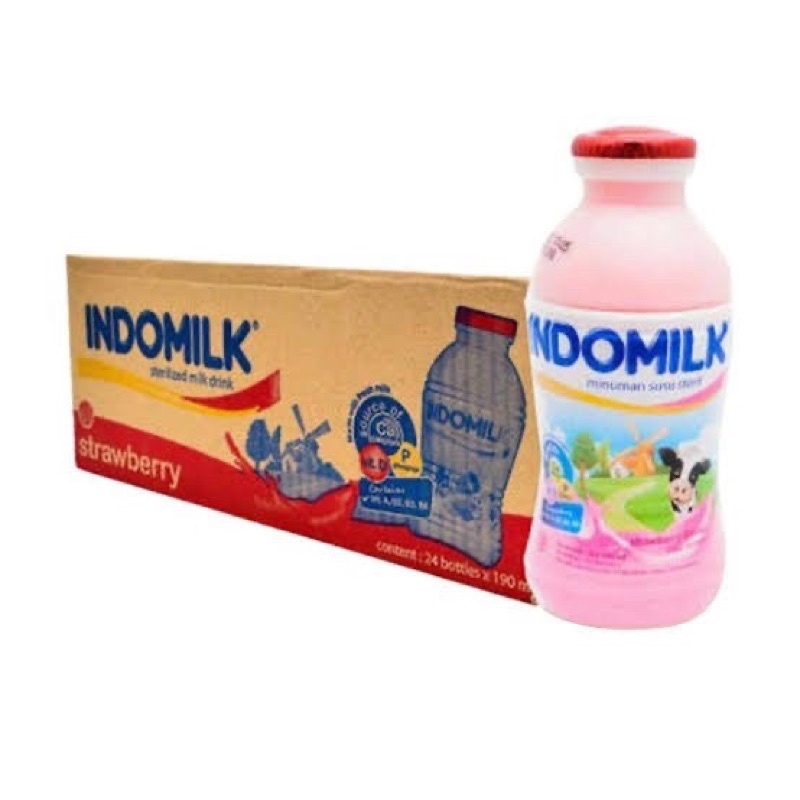 Jual Susu Indomilk Botol 190ml Rasa Strawberry | Shopee Indonesia
