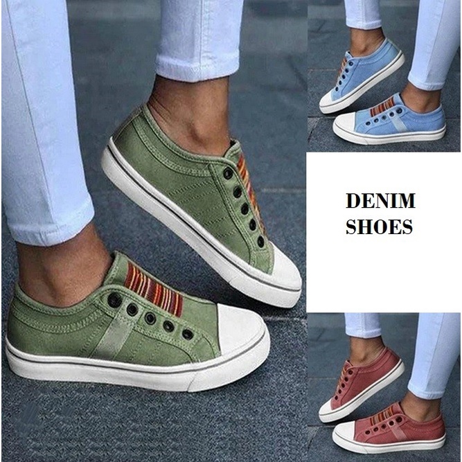 Jual Sepatu Denim Canvas Pria dan Wanita Awet original sepatu slip on ...