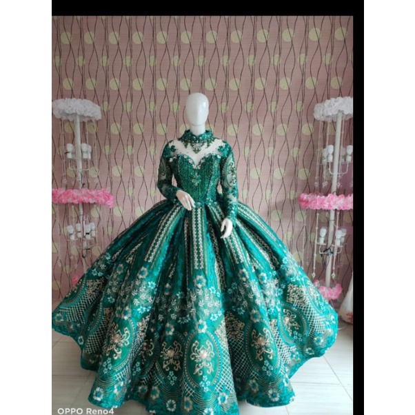 Jual GAUN WEDDING BELIMBING MEWAH BEREKOR//GAUN PENGANTIN MUSLIM //JAS ...