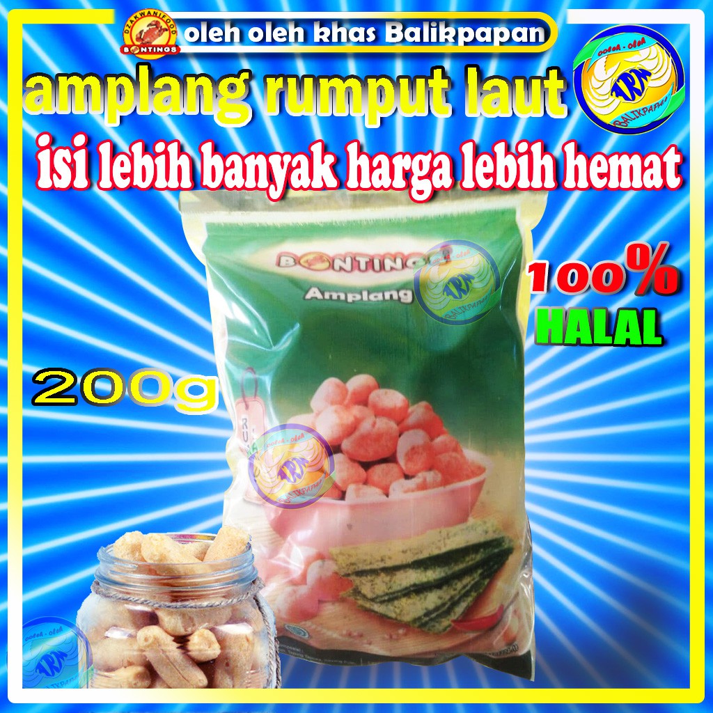 Jual cemilan sehat makanan ringgan amplang rumput laut 200g bontings ...