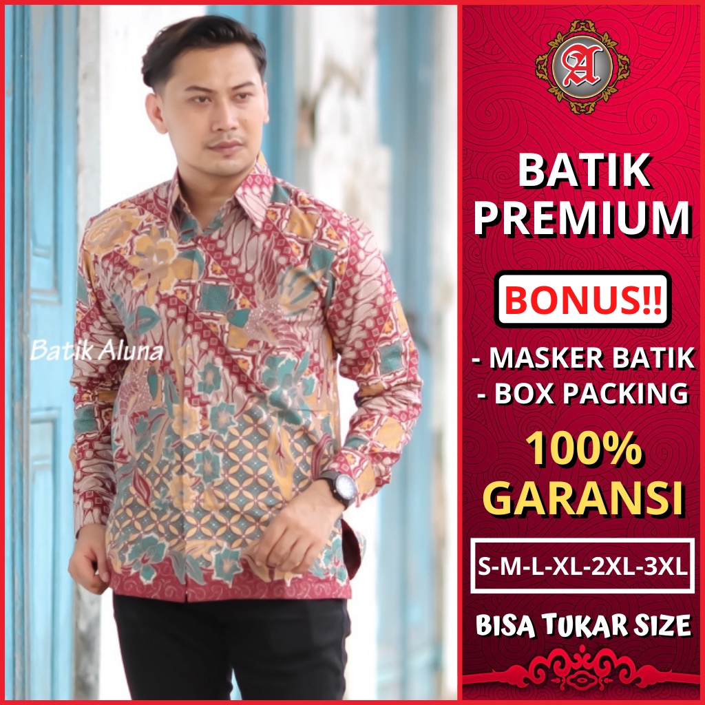 Jual Batik Pria Premium Lengan Panjang Baju Kemeja Batik Cowok Modern ...