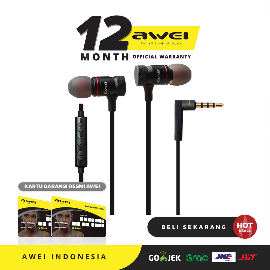 Jual Awei ES-70TY Wired Earphone Headset With Mic Original Kabel | Shopee Indonesia