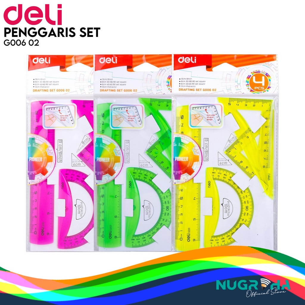 Jual GARISAN / PENGGARIS SET DELI G00602 (PERSEGI, SEGITIGA, BUSUR ...