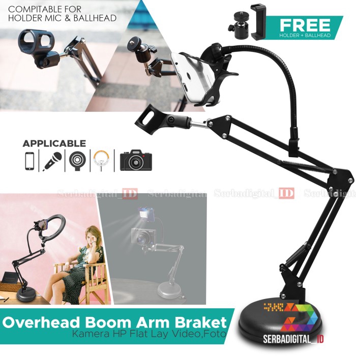 Jual Stand Mic / Hp / Camera / LED Light Meja Overhead Boom Arm Foto ...