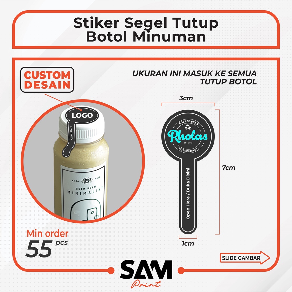 Jual Cetak Stiker Segel Botol Minuman, Tahan Air Panas/Dingin Stiker ...
