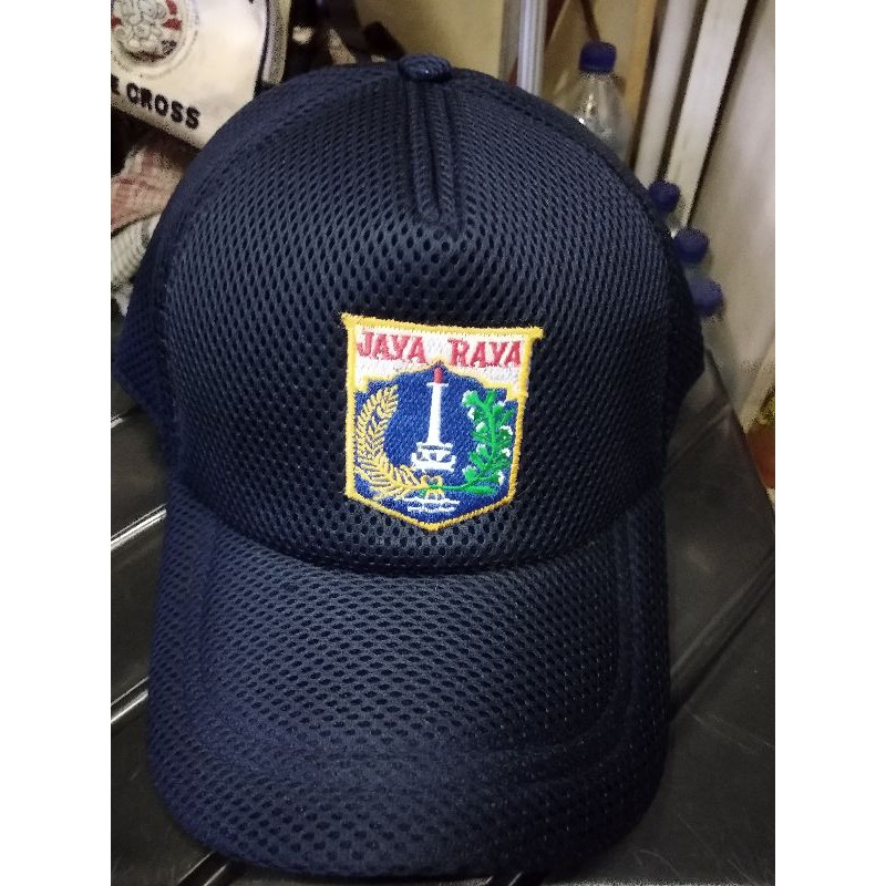 Jual Topi logo dki Jakarta jaring biru dongker,free nama | Shopee Indonesia