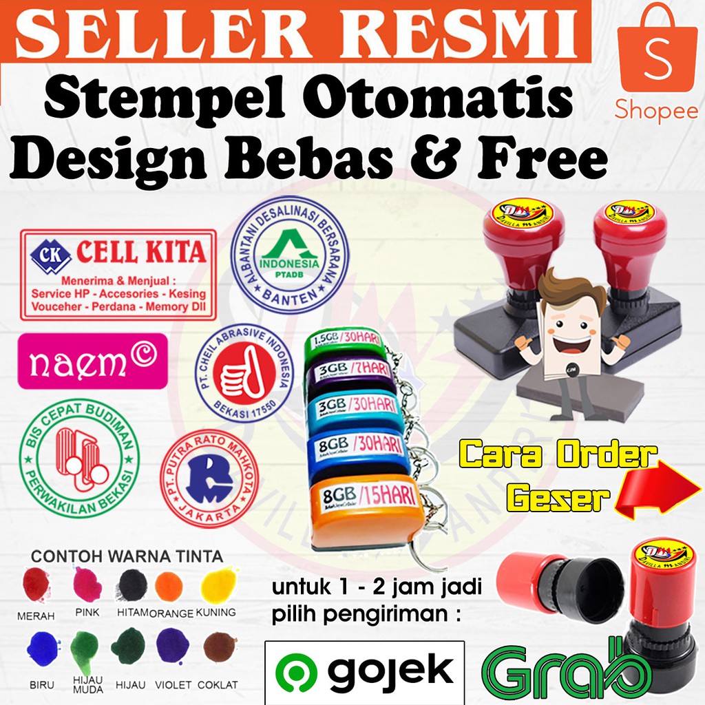 Jual Stempel Otomatis 2 warna design custom | Shopee Indonesia