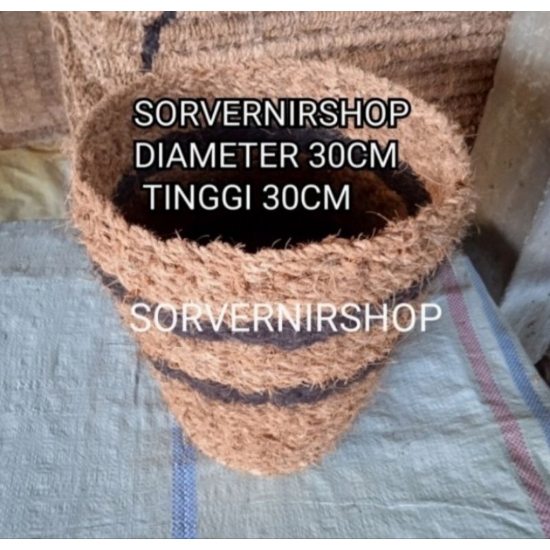 Jual pot sabut kelapa anyam duduk motif JUMBO ukuran 30cm | Shopee ...