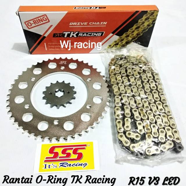 Jual Gear Set SSS R15 V3 dan Rantai O-Ring TK Racing Gold 428 HPO ...