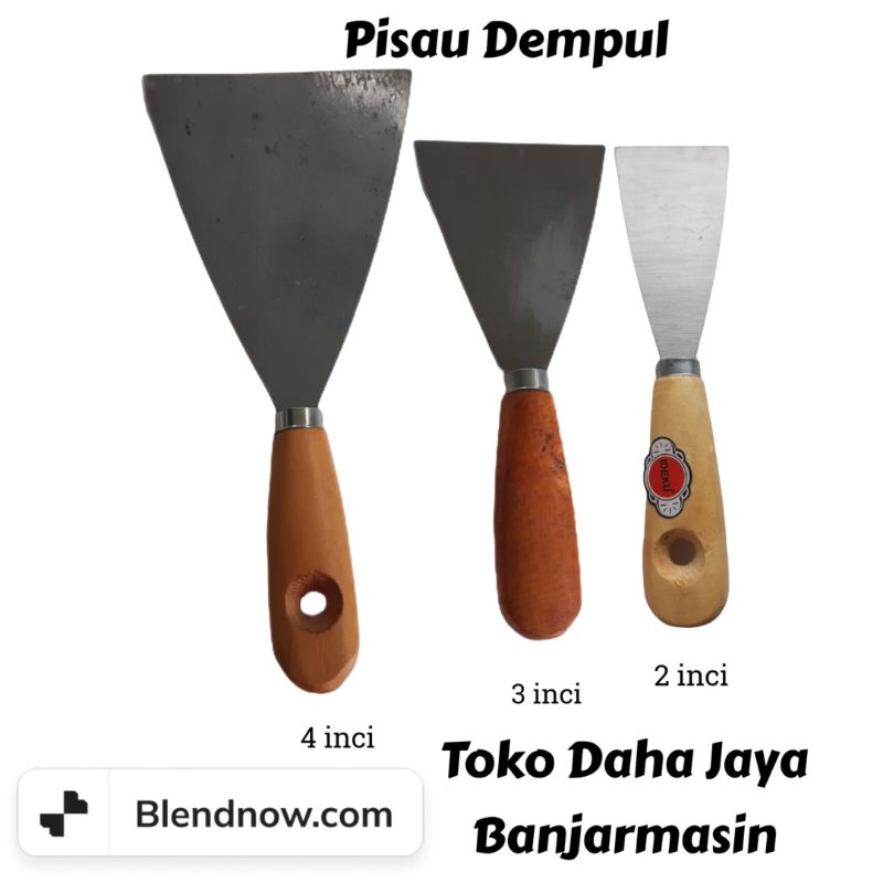 Jual pisau dempul/ kape/ scrapper gagang kayu 1.5, 2, 3, dan 4 inci ...