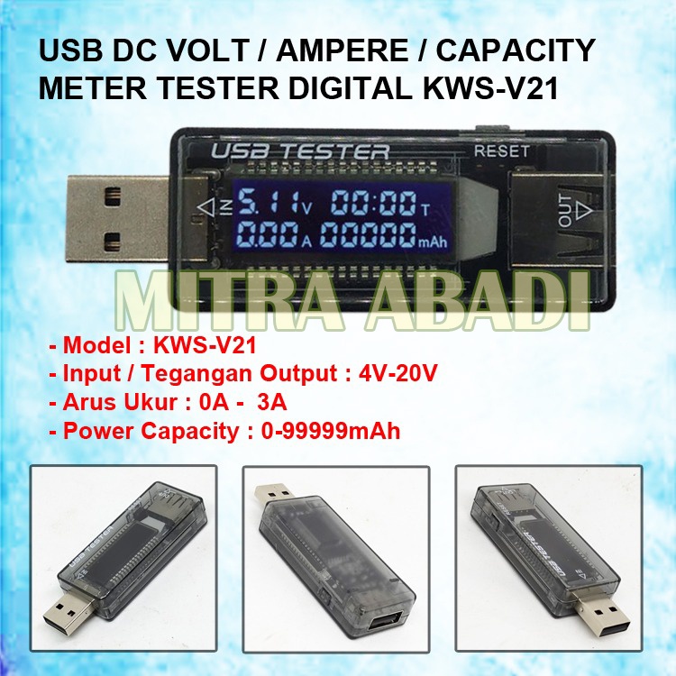 Jual USB DC Volt / Ampere / Capacity Meter TESTER Digital KWS-V21 ...