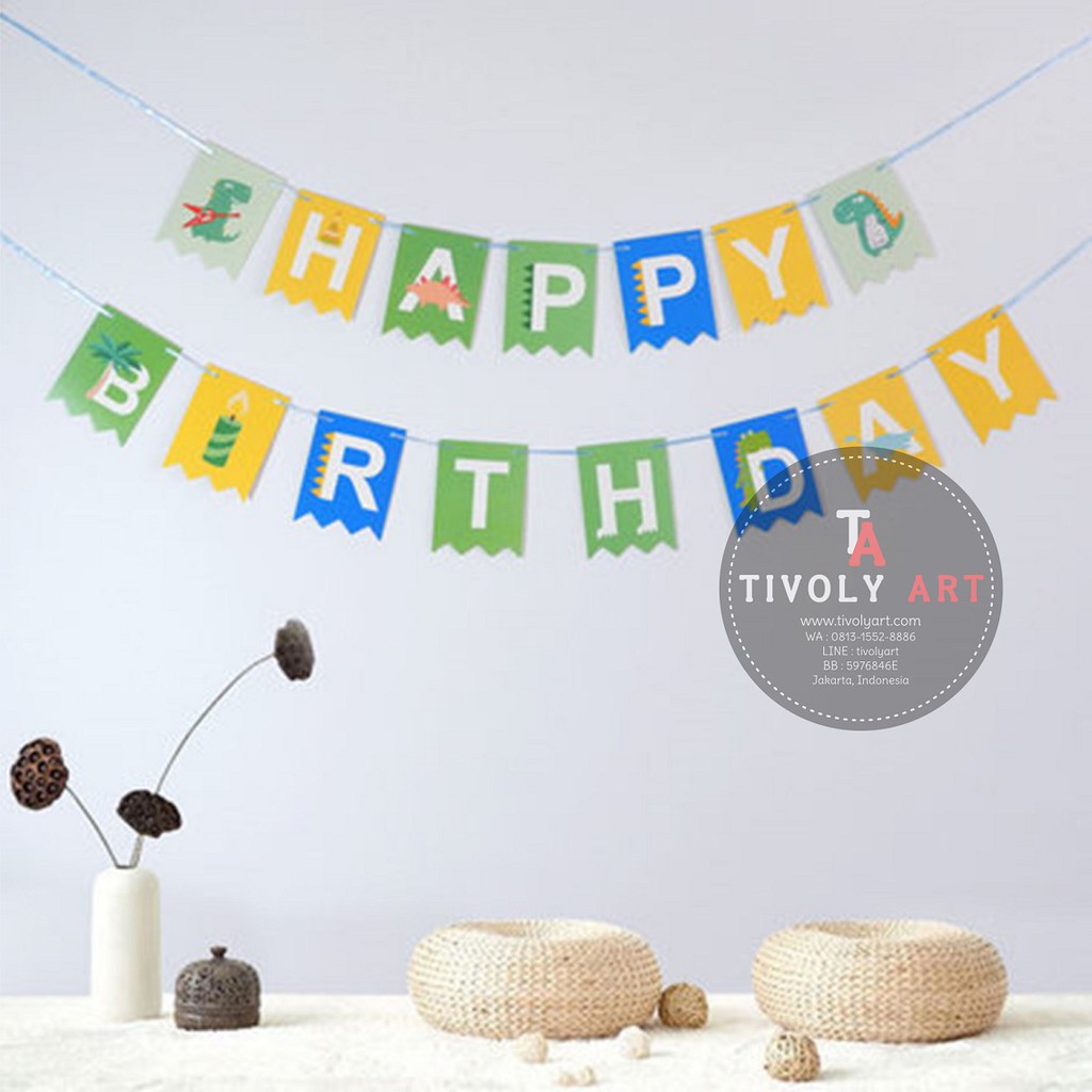 Jual Bunting Flag HBD DINOSAURUS / Banner DINOSAURUS / Banner HBD ...