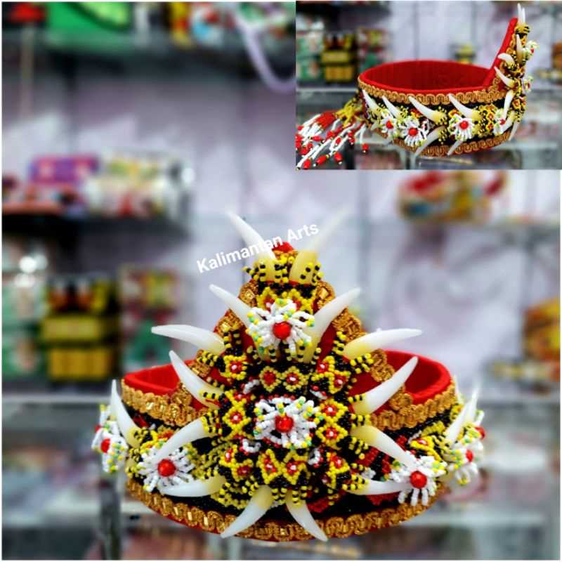 Jual Topi Taring /Hiasan Kepala Manik / Mahkota Manik Dayak Kalimantan ...