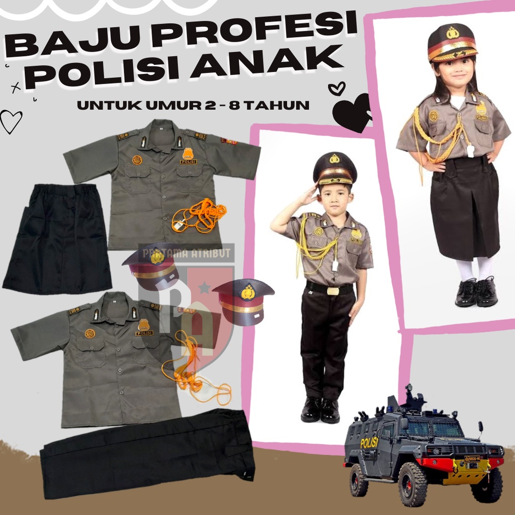 Jual Baju polisi anak laki laki/perempuan pocil seragam kostum profesi ...