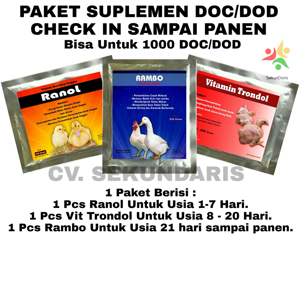 Jual Vitamin Ayam - Vitamin Ayam Broiler - Paket Suplemen Ayam 1 Ranol ...