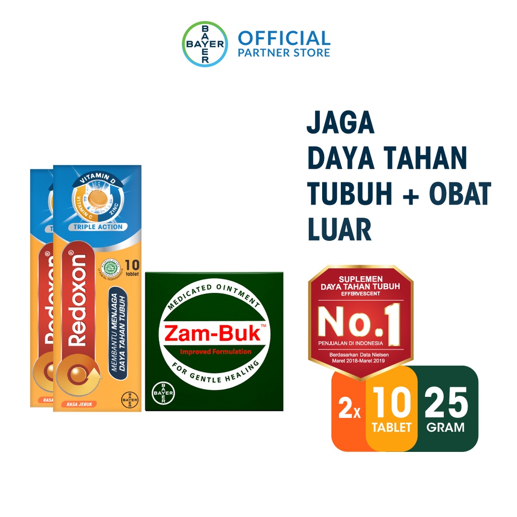 Jual Redoxon Vitamin C, D, dan Zinc 10 Tablet x 2 Unit & Zambuk Obat ...