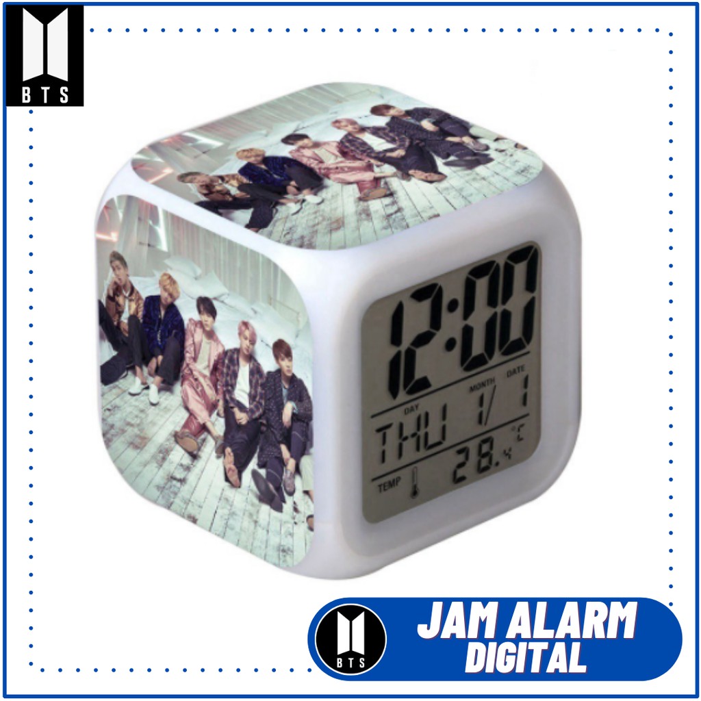 Jual Jam Beker Digital Alarm Clock Weaker Led Color Change Kpop Bangtan ...
