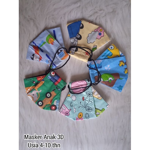 Jual MASKER ANAK 3D 3 PLY MASKER KAIN 3D ANAK TK/SD USIA 4-10 TAHUN ...