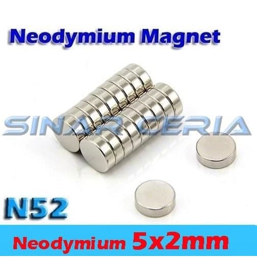 Jual x10 Magnet Neodymium super kuat Silinder N52 ukuran 5x2mm Rare ...