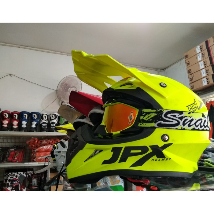 Jual Helm cross Jpx Fox 1 Dengan kacamata cross Karbon Snail kaca219 ...