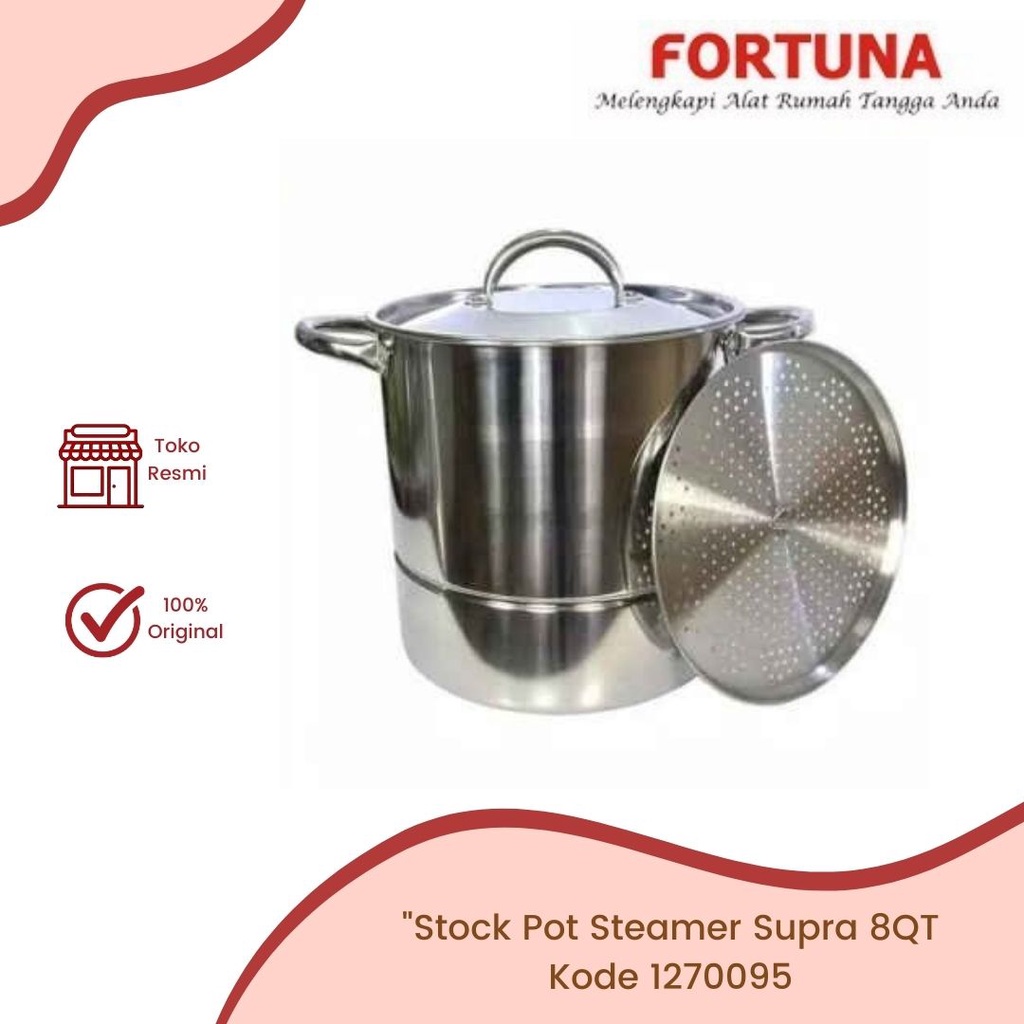 Jual Stock Pot Steamer Supra 8QT / Panci Supra Stock Pot With Steamer ...