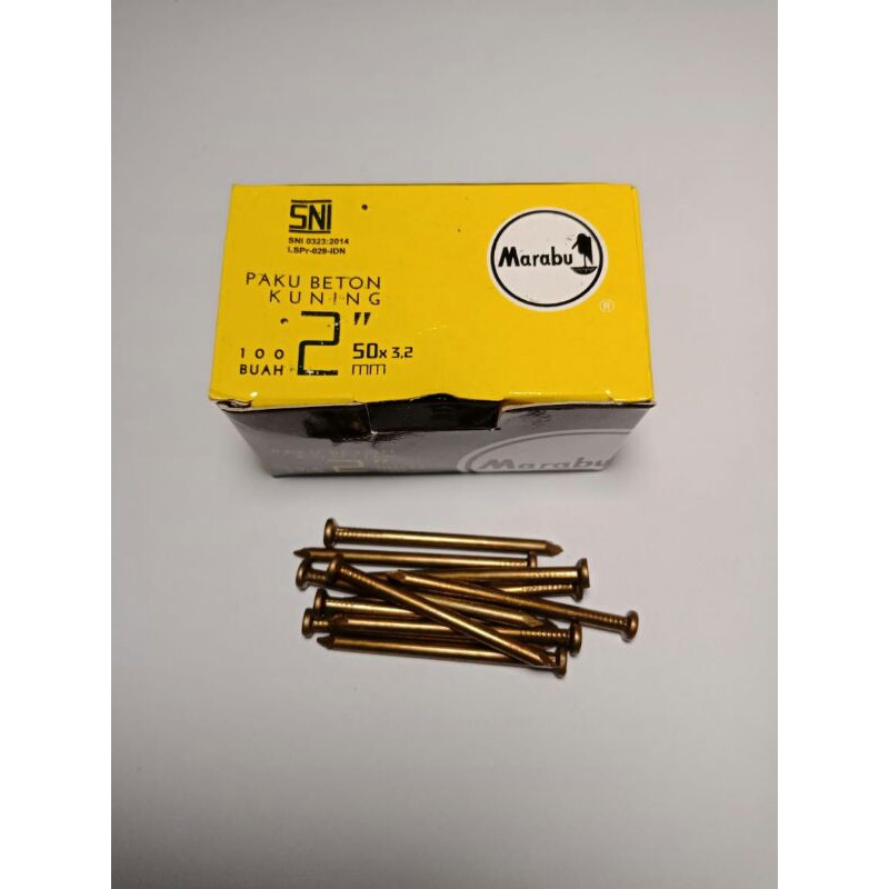 Jual MARABU Paku Beton Kuning 2 Inch / 5 Cm ( 100 pcs ) | Shopee Indonesia