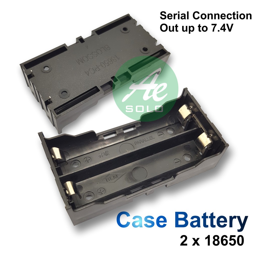 Jual Battery Holder 2x 18650 dengan Plat dan Pin PCB Kotak Batere ...