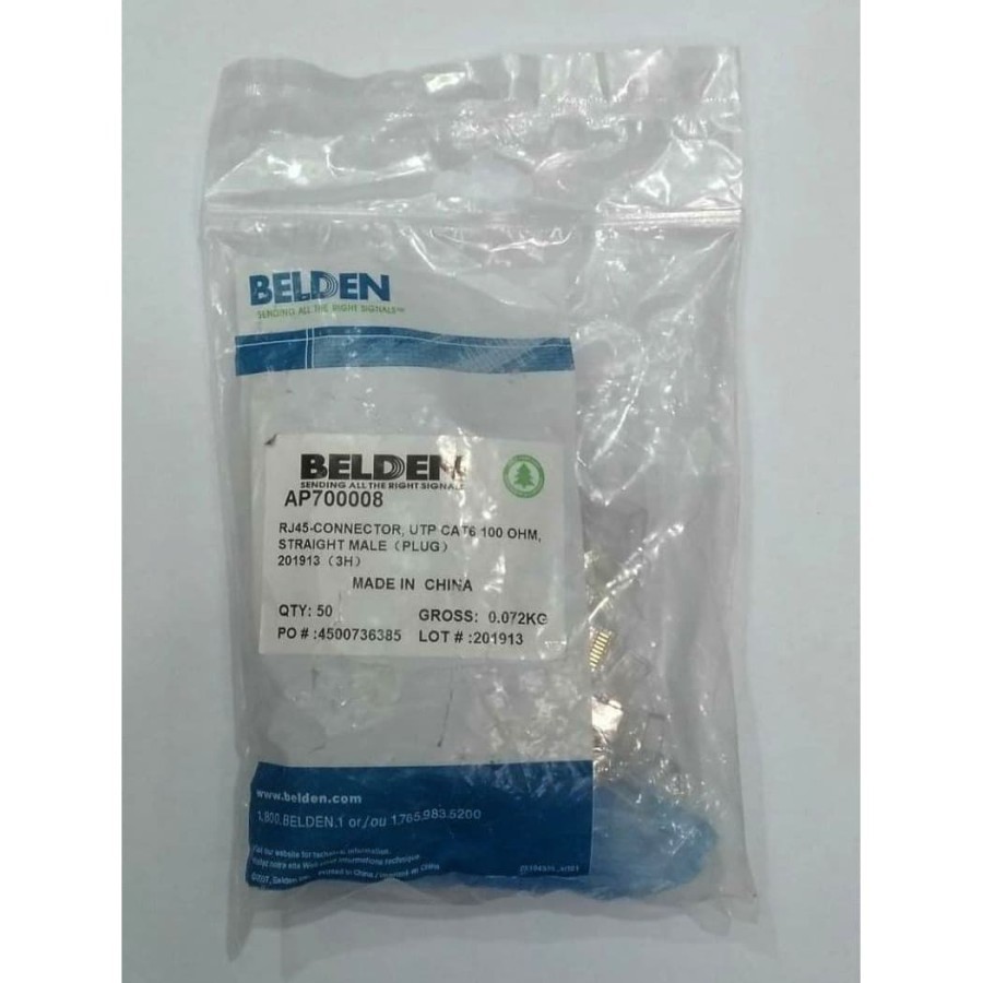 Jual BELDEN RJ45 CONNECTOR CAT.6 ORIGINAL isi 50 pcs (AP700008 ...