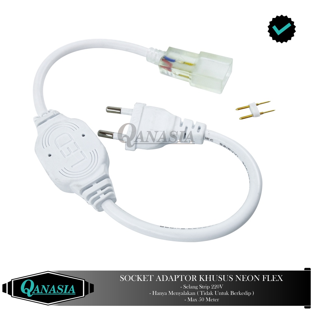 Jual Konektor Kabel Colokan Socket LED Strip Lampu Neon Flex 220V ...