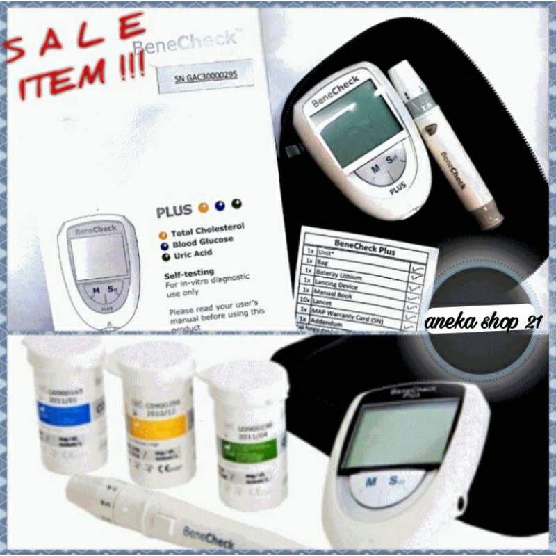 Jual Benecheck Plus Multi monitoring system 3in1 : Glucose, Urid Acid ...