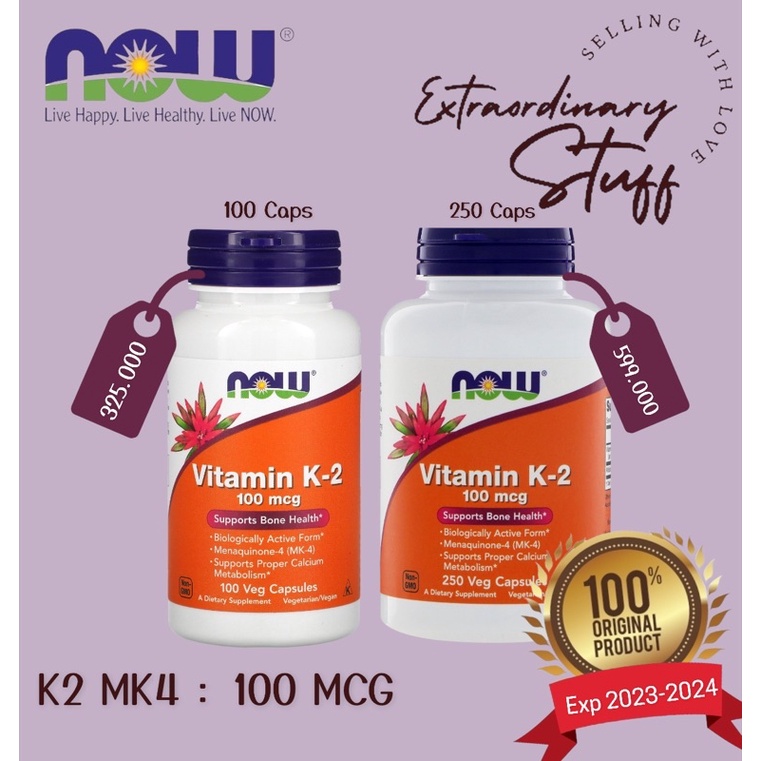 Jual NOW FOODS VITAMIN K2 100 MCG / K2 NOW / VITAMIN K-2 100 CAPS 250 ...