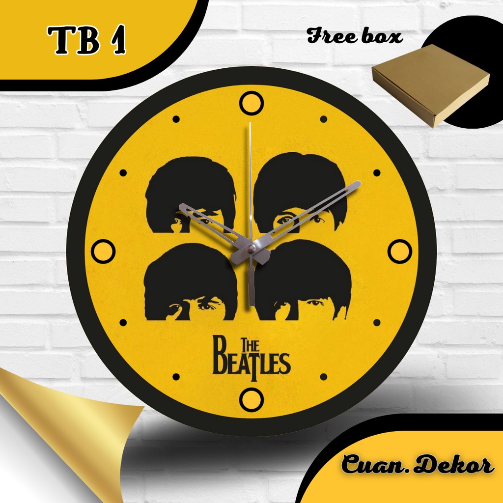 Jual JAM DINDING KAYU BAND THE BEATLES KUNING CLASSIC VINTAGE AESTHETIC ...