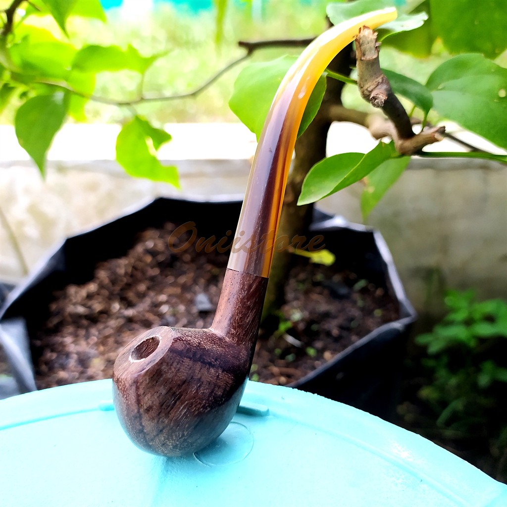 Jual Pipa Rokok model cangklong kecil bahan kayu sonokeling dan tanduk ...