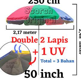 Jual Payung Tenda Jualan Taman Double Dua Lapis + 1 Uv Uk 50 Inch=250Cm | Shopee Indonesia