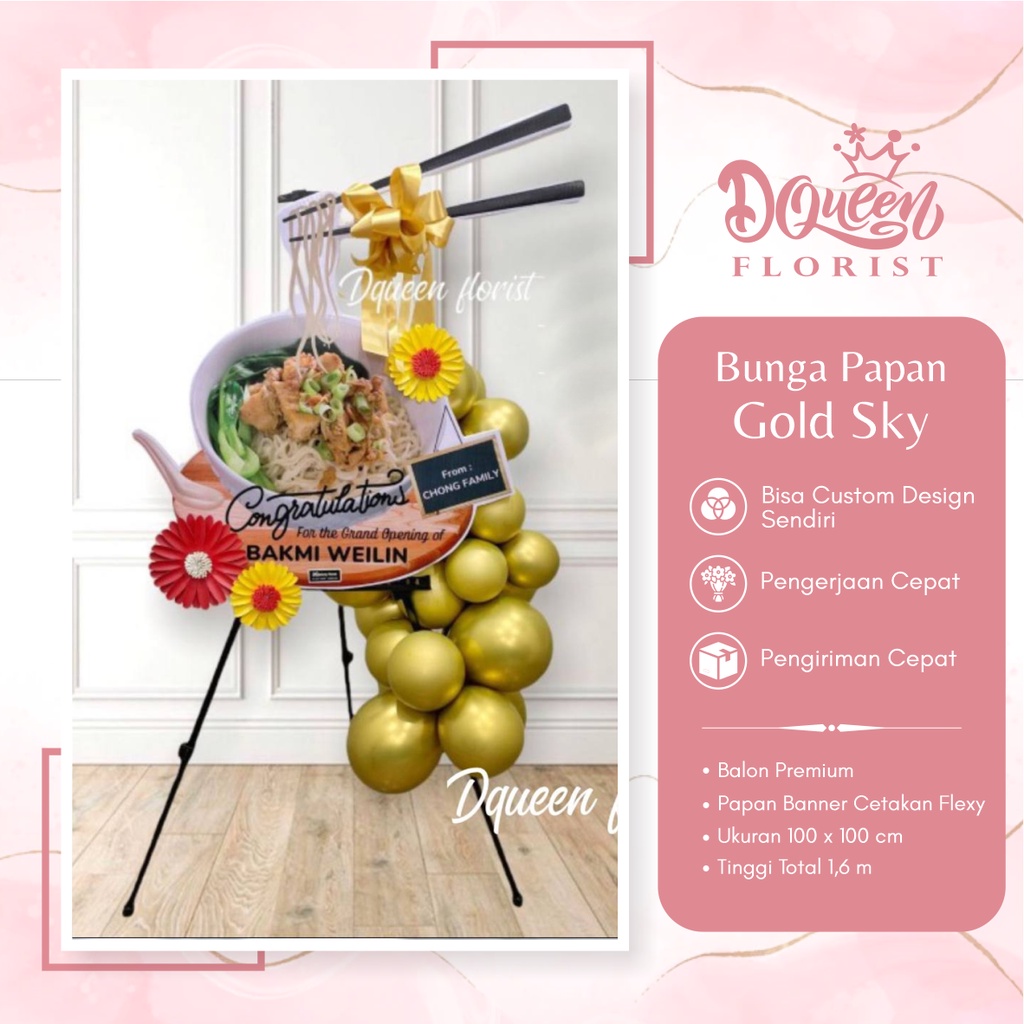 Jual Papan Bunga Gold Sky Ucapan Selamat Hadiah Happy Birthday Wedding ...