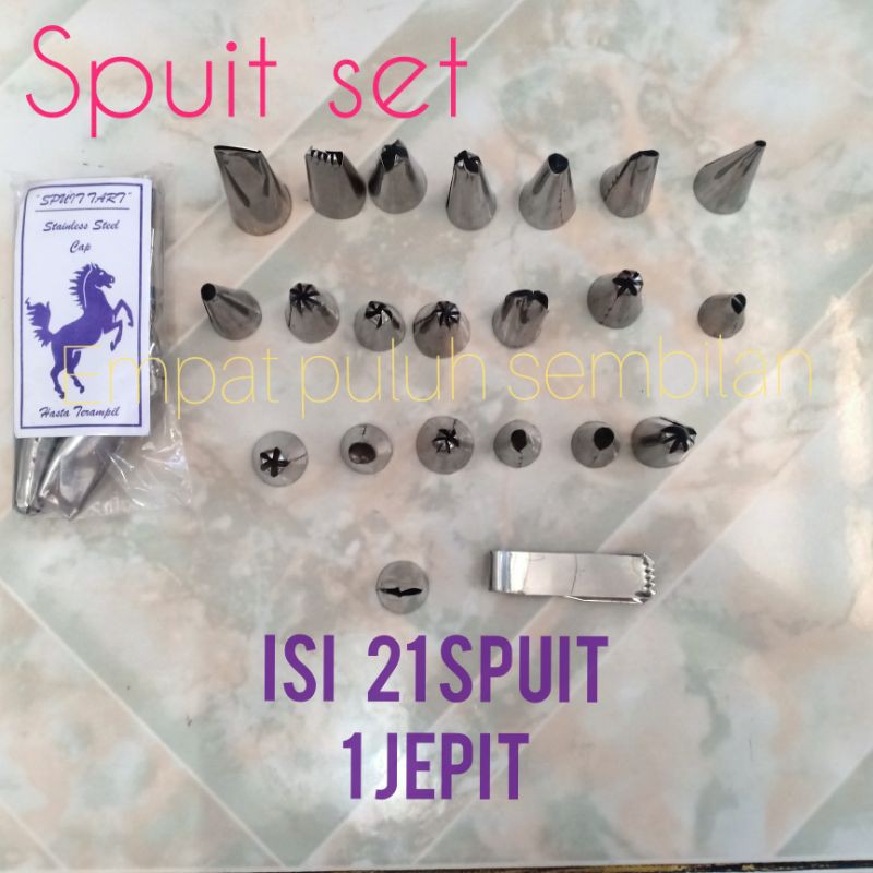 Jual spuit kue set / spet cap kuda / alat dekorasi kue isi 21 / cetakan ...