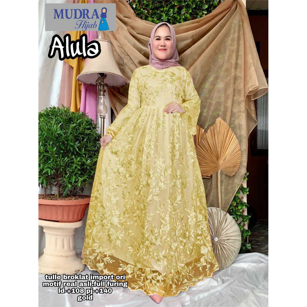 Jual ALULA DRESS, DRESS BROKAT ORIGINAL MUDRA, BAHAN BROKLAT FULL ...