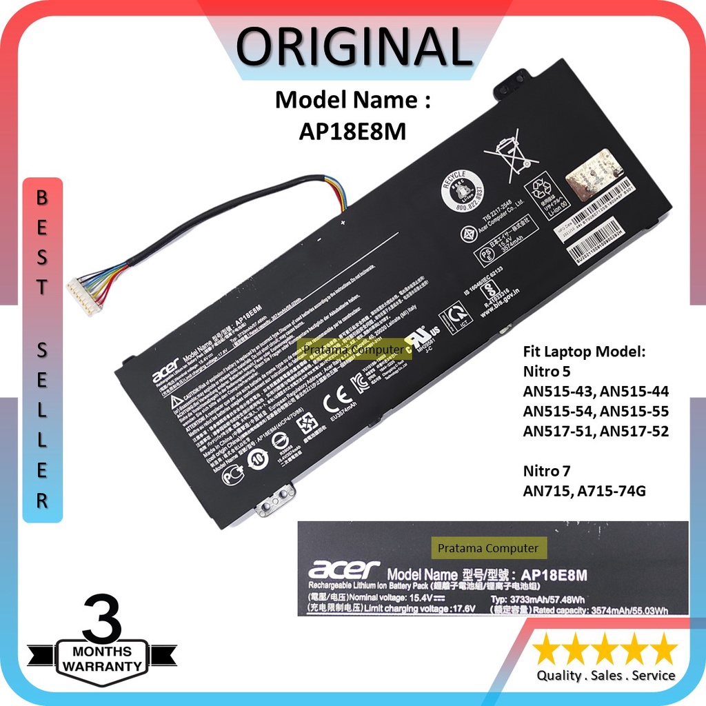 Jual Baterai ACER Nitro 5 AN515-43 A515-54 Nitro 7 AN715 AP18E8M ...