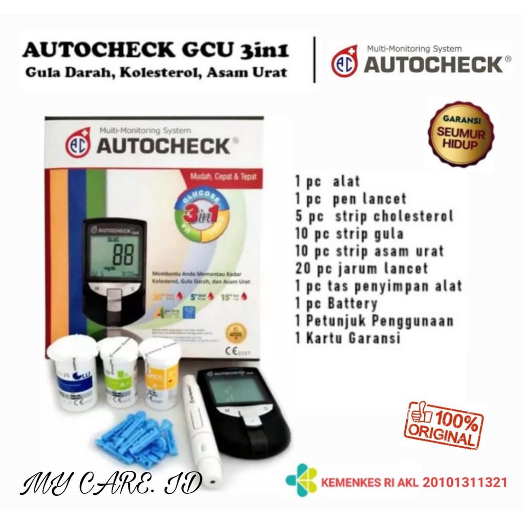 Jual LynCare Alat Autocheck 3in1 GCU / Alat Autochek Tes Gula Asam Urat ...