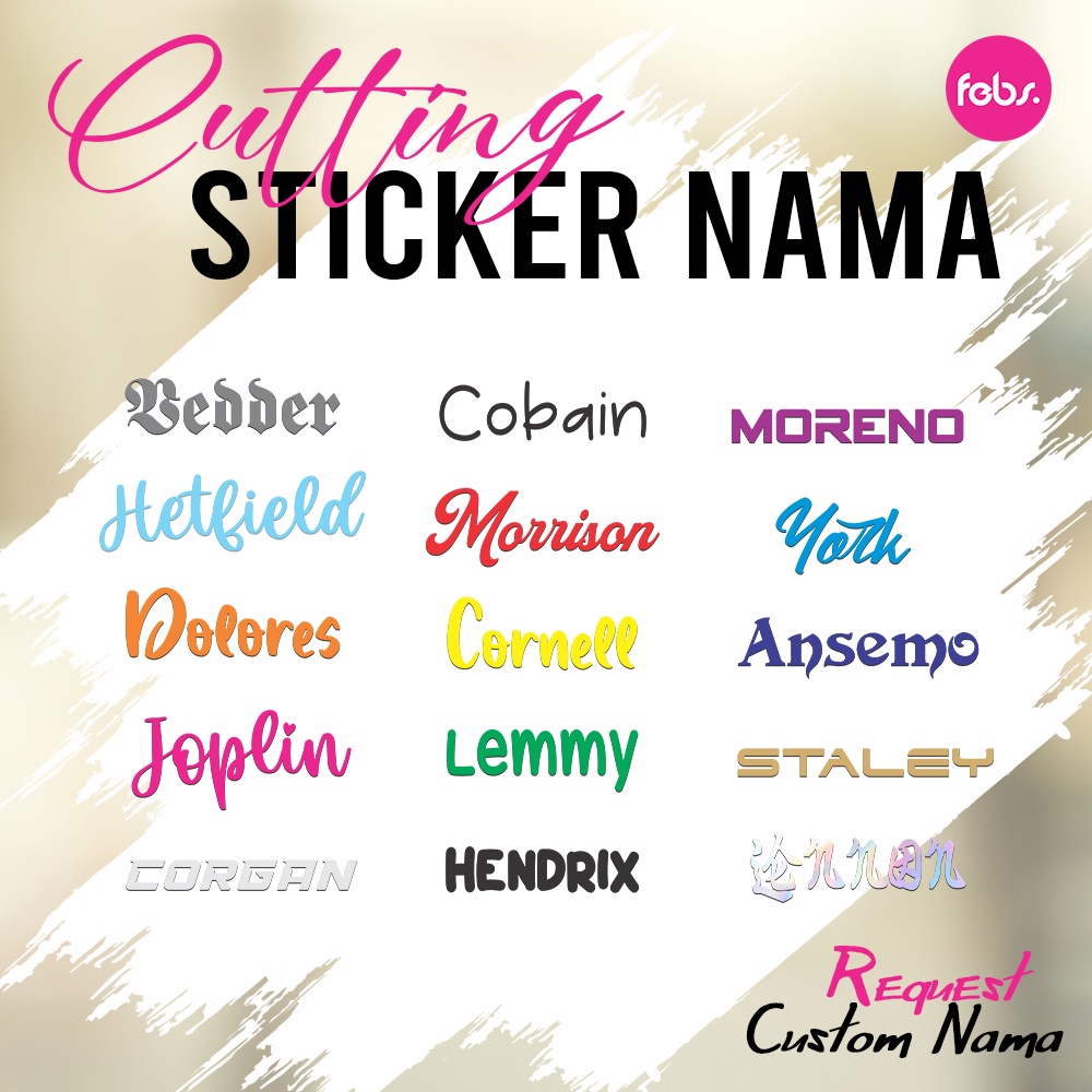 Jual Cutting Sticker Custom Nama | Stiker Cutting Custom Nama | Shopee ...